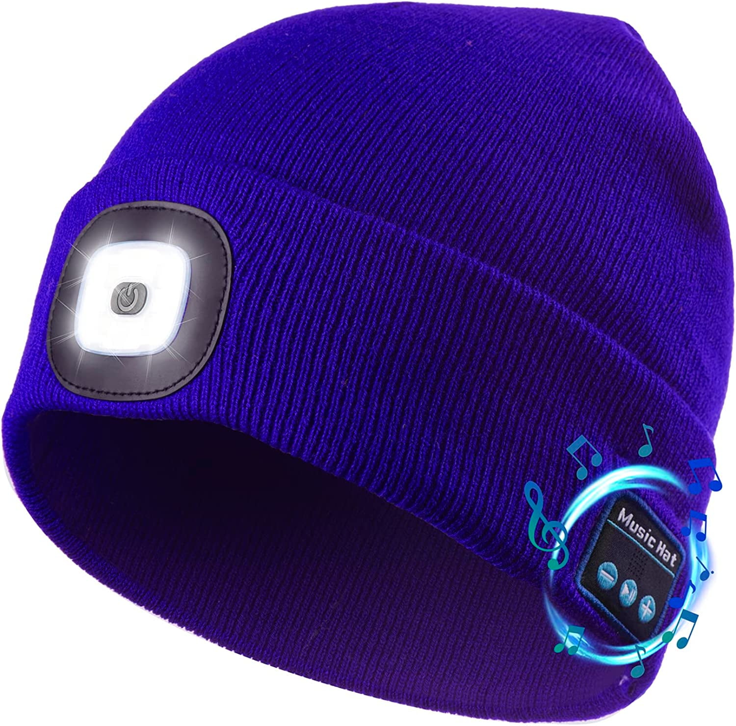 Zukuco Bluetooth Beanie Hat with LED Light Wireless Headphones Music ...