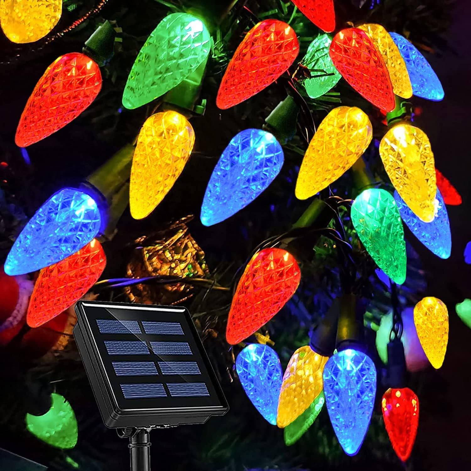 Zukuco C6 Solar Christmas Lights Outdoor, 21Ft 50 LED Multicolored ...