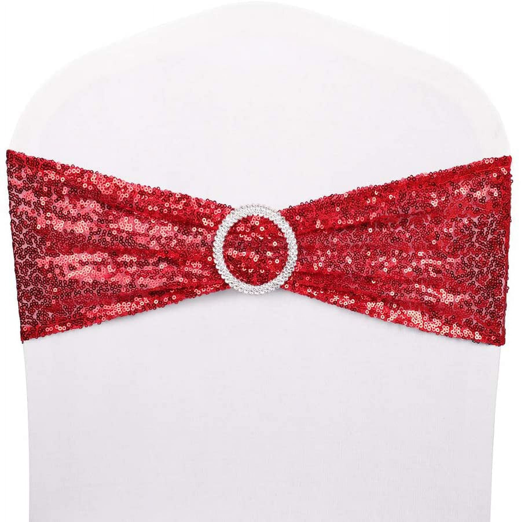 Zukuco Chair Sashes Bows Sequin Stretchy Spandex Bands One-Sided ...