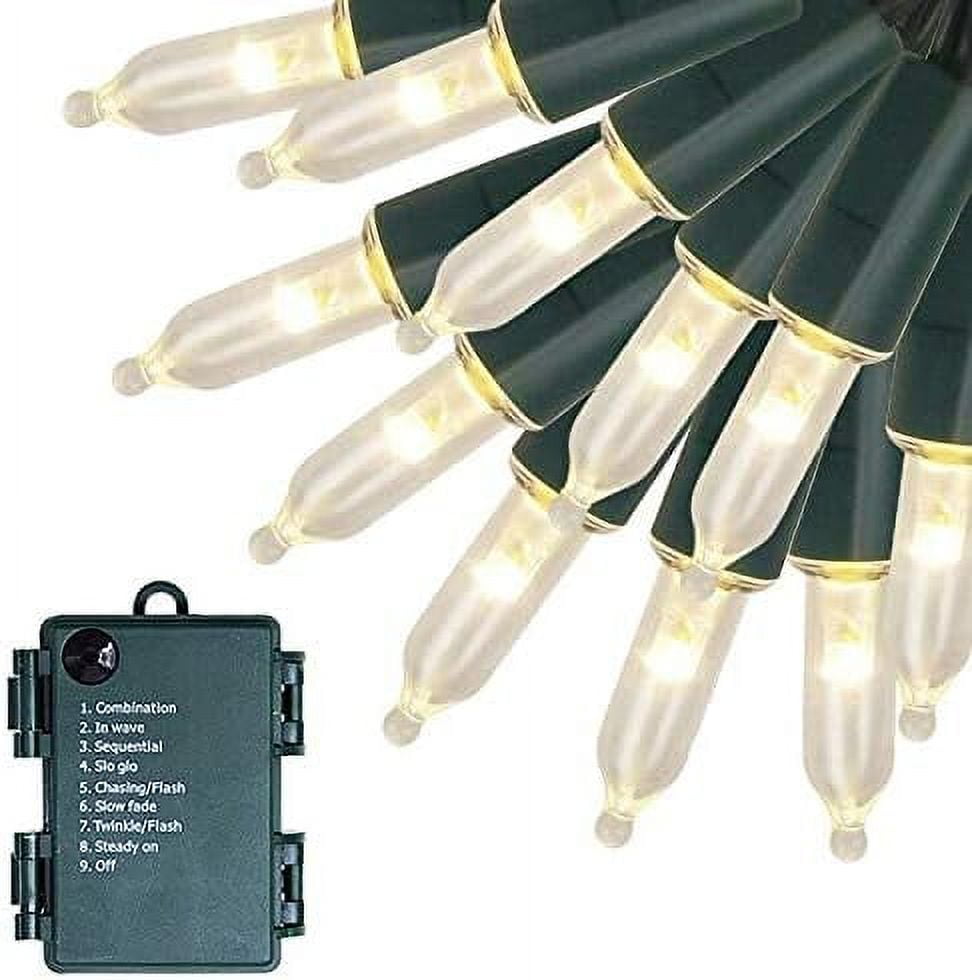 Zukuco Christmas Lights, 50-Count Green Wire Light Set, Battery ...