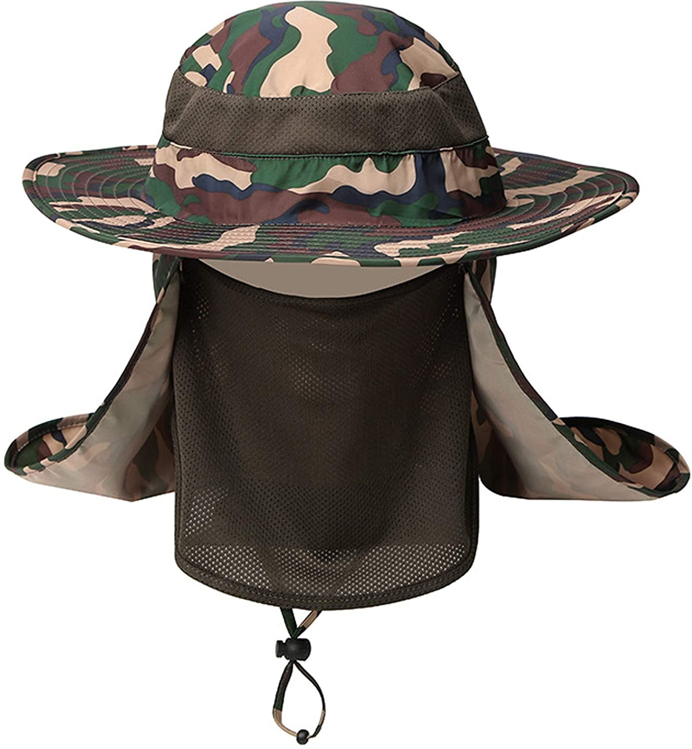 Zukuco Fishing Hat with Face Cover Neck Flap Wide Brim UPF 50+ Sun Protection Hats for Men, Sun ...