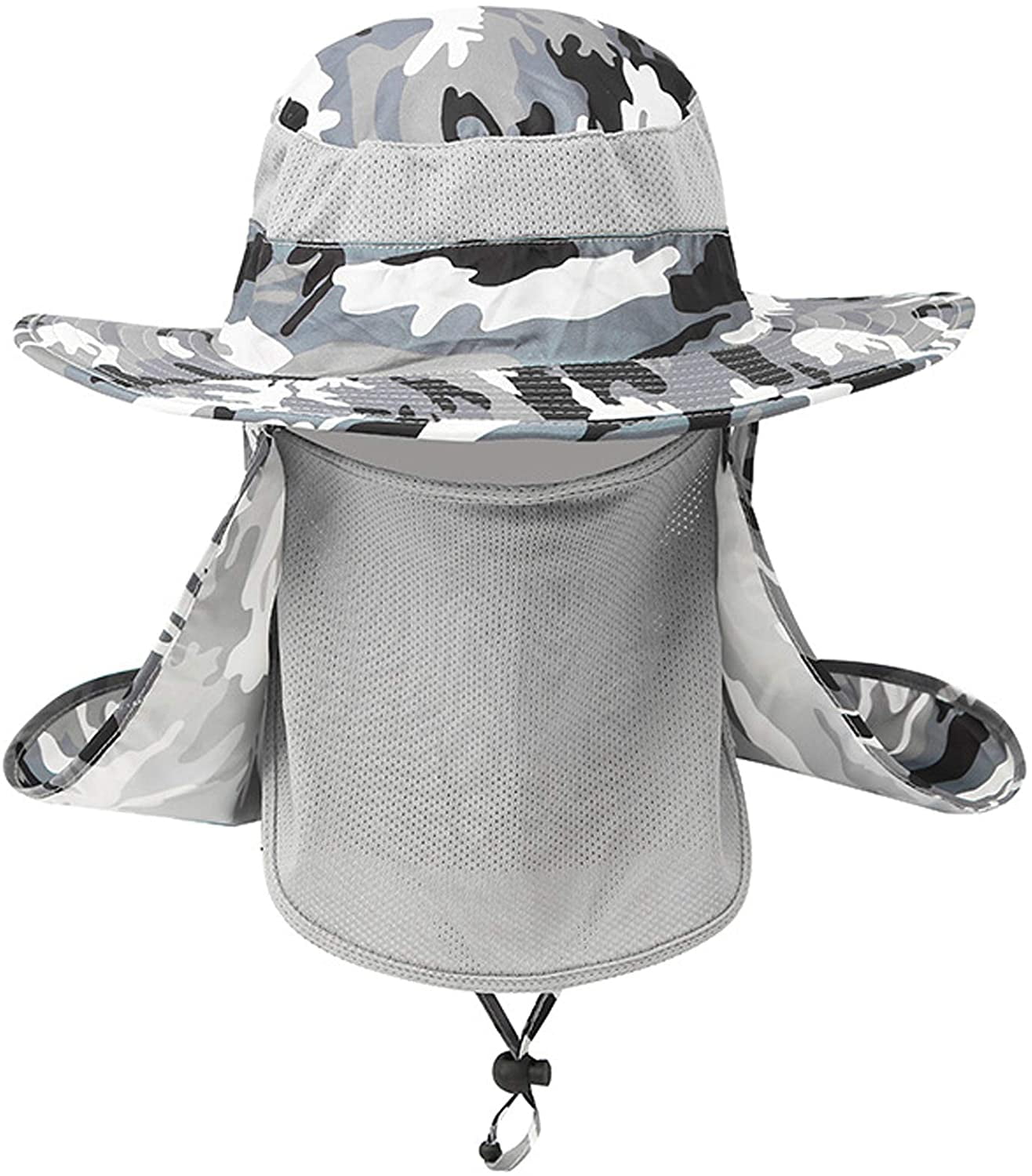 Zukuco Fishing Hat with Face Cover Neck Flap Wide Brim UPF 50+ Sun ...