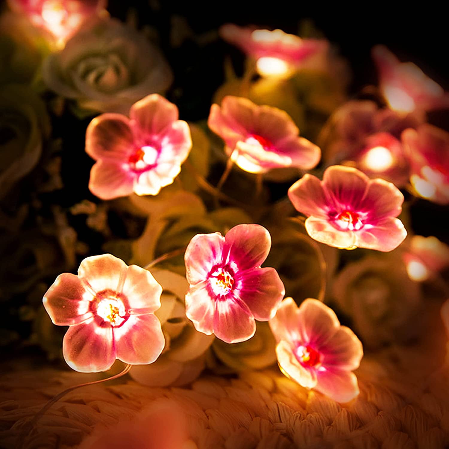 Zukuco Flower String Lights Pink Cherry Blossom Fairy Lights 10ft 30