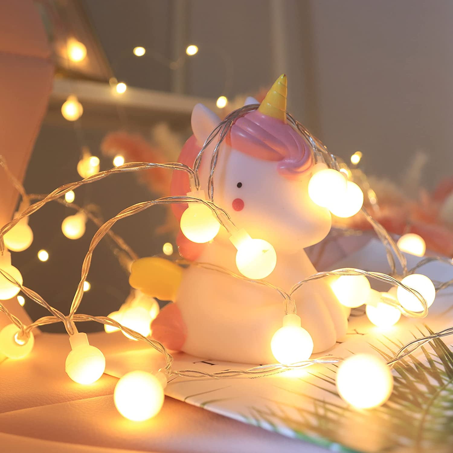 Zukuco Globe String Lights Indoor Outdoor, 19.6ft 40 LED Fairy Lights ...