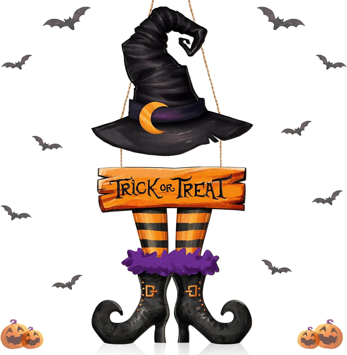 Zukuco Halloween Witch Door Sign Halloween Wooden Hanging Decorations ...