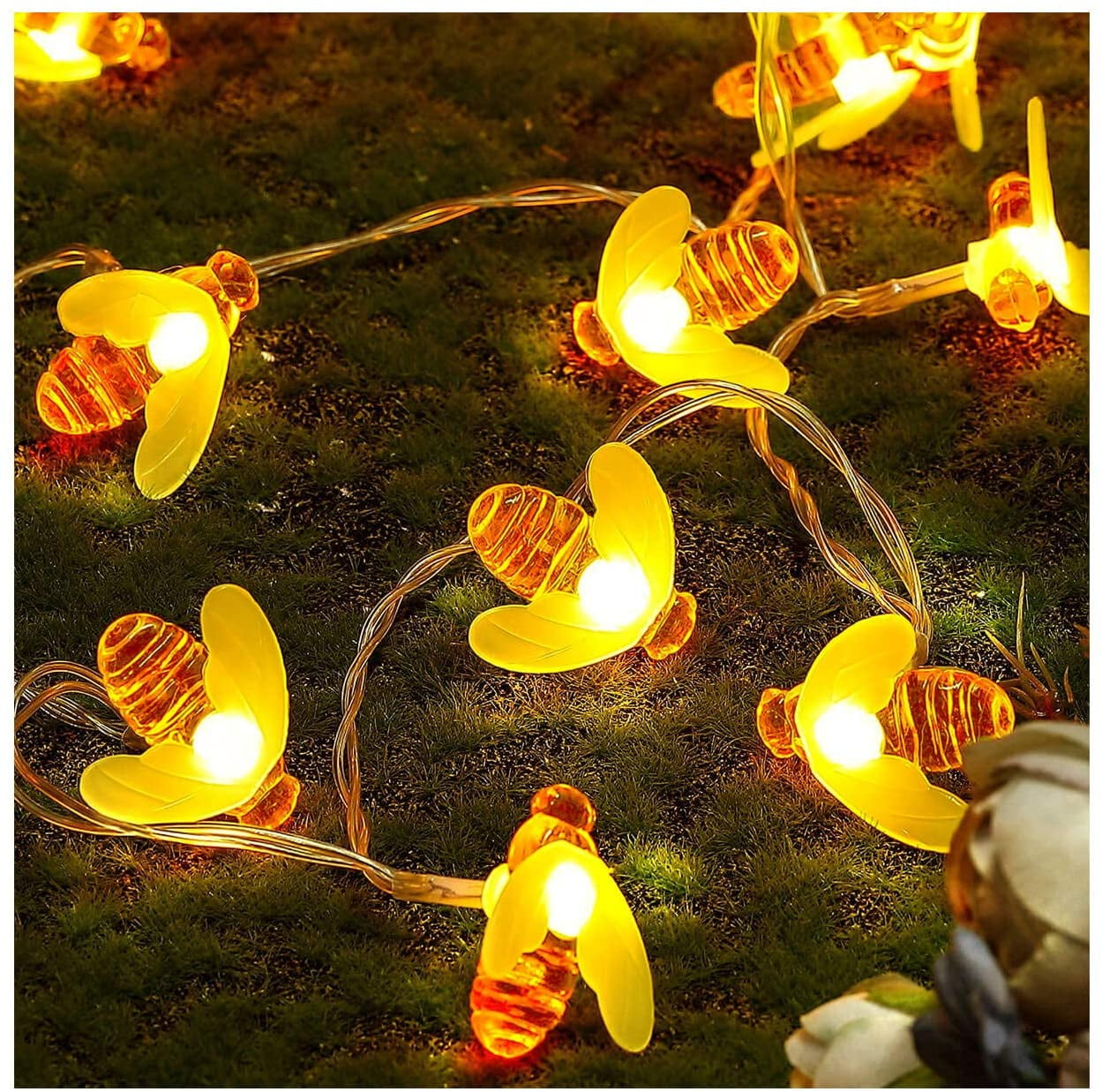 Zukuco Honey Bee String Lights 10FT 20 LED Bee String Light Battery ...