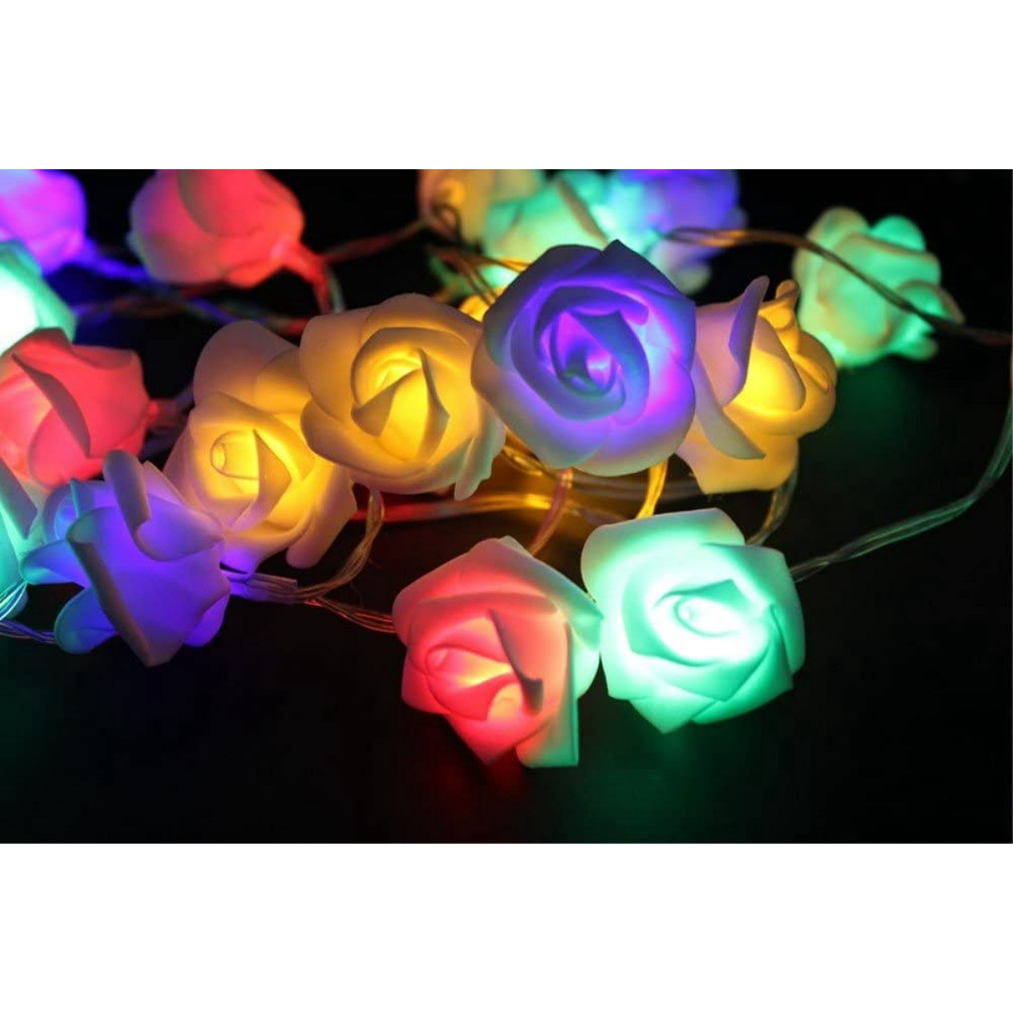 Zukuco LED Rose Flower String Lights, 7.2ft 20 LED Battery Operated ...