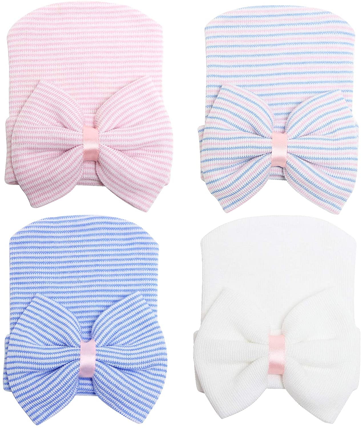 Zukuco Newborn Baby Hat Set for Baby Girls Soft Infant Baby Beanie Knit ...