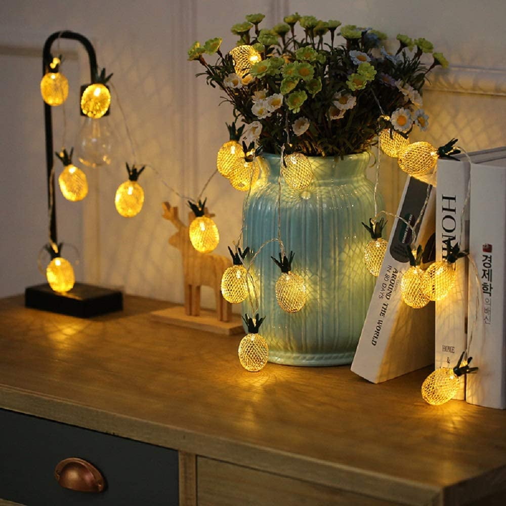 Zukuco Pineapple String Lights, 5ft 10 LED Battery Operated String ...