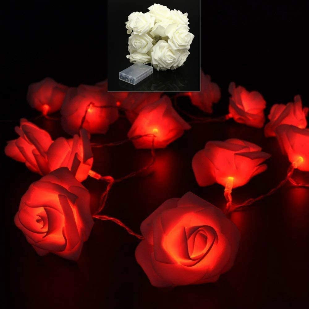 Zukuco Rose Flower String Lights Battery Operated Rose Fairy Light for ...