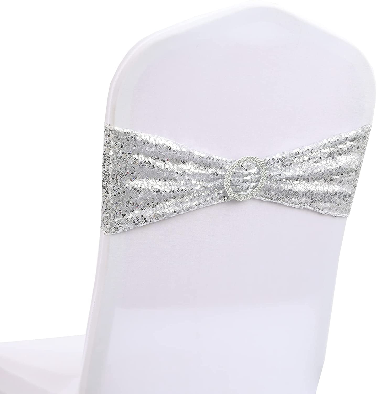 Zukuco Sequin Strech Chair Bands Chair Sashes One-Sided Sequin Wedding ...