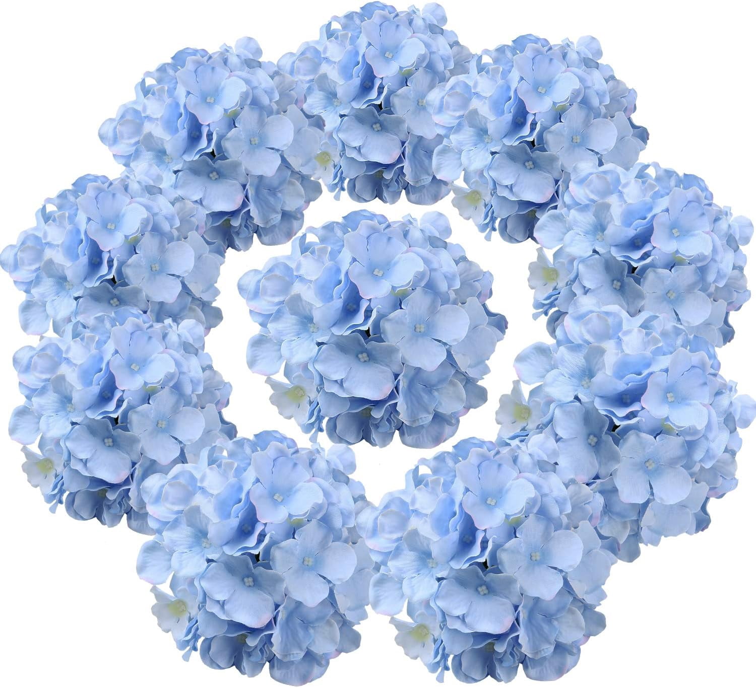 Zukuco Silk Hydrangea Heads Artificial Flowers Heads with Stems for ...