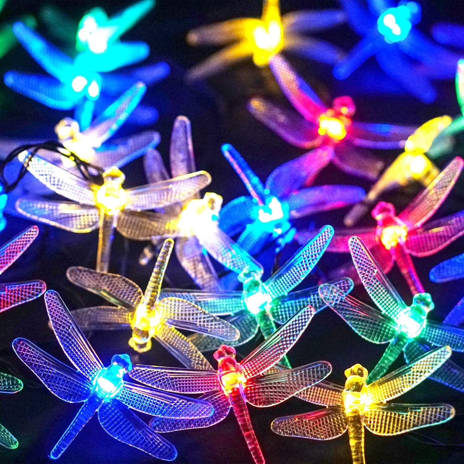 Zukuco Solar Dragonfly String Light 50LED 23ft Garden Stake Lights ...