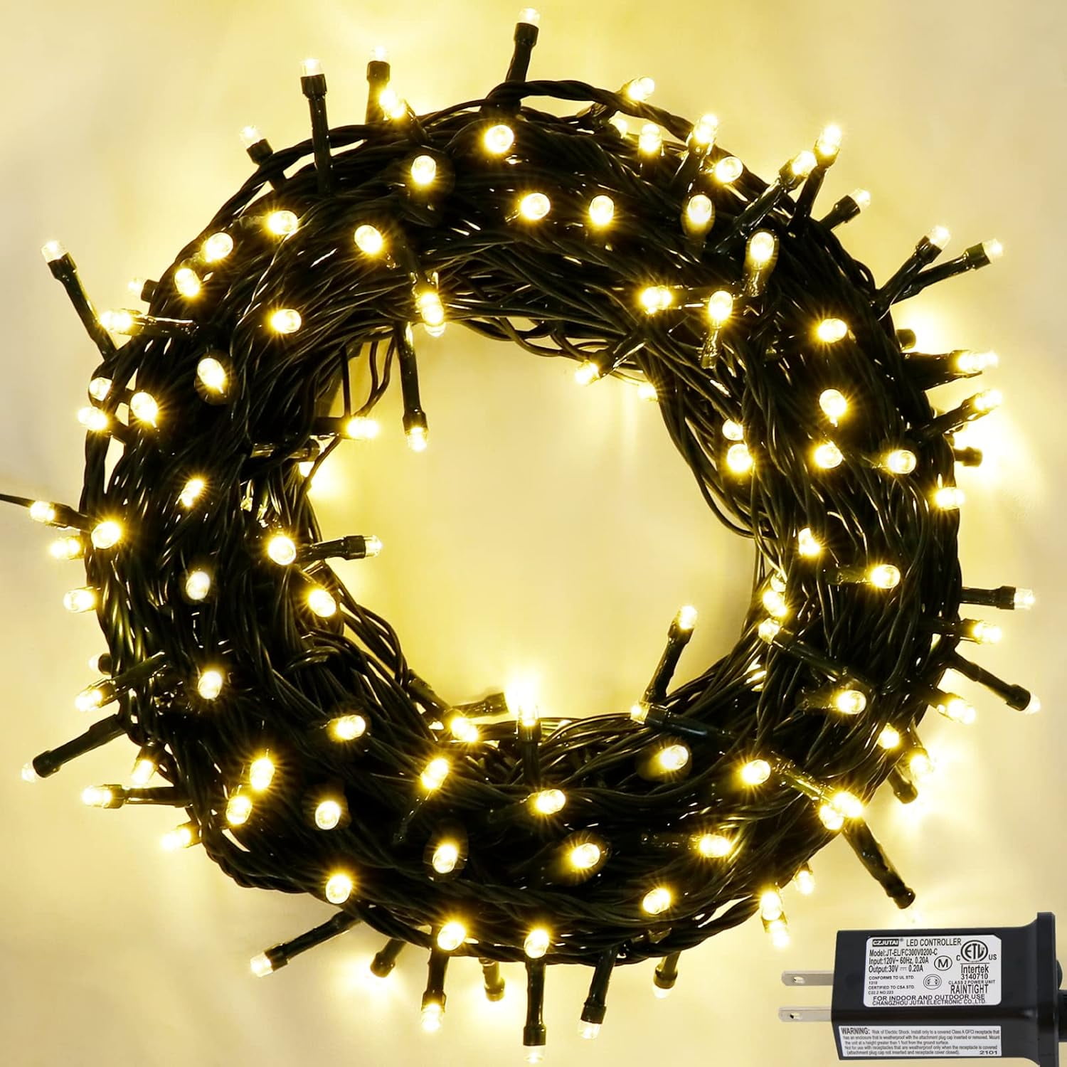 Zukuco Warm White Christmas Lights, 100 LED 33 ft Twinkle Fairy String ...