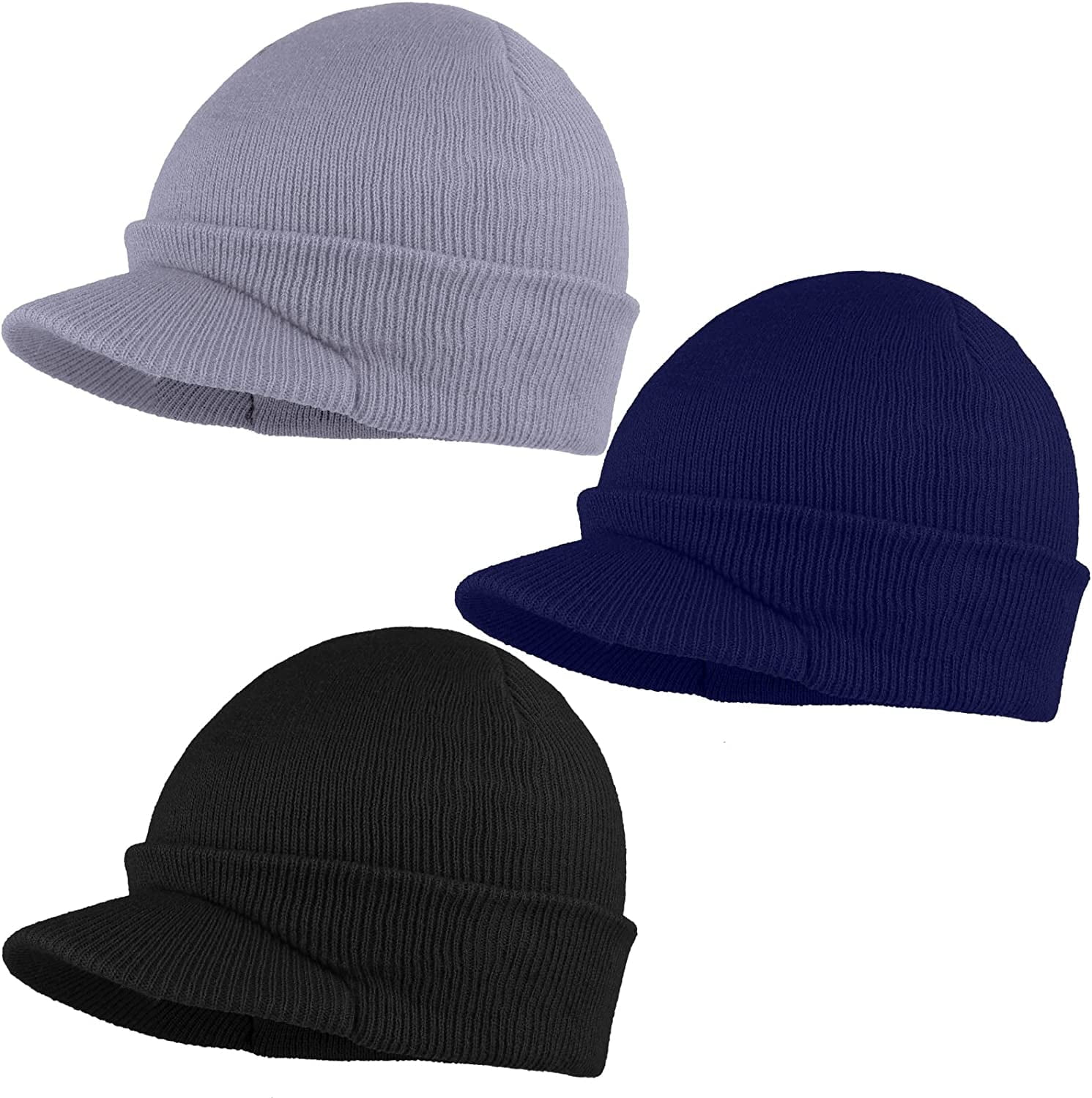 Zukuco Winter Warm Knit Hat Beanie with Brim Thick Stretch Beanie for ...