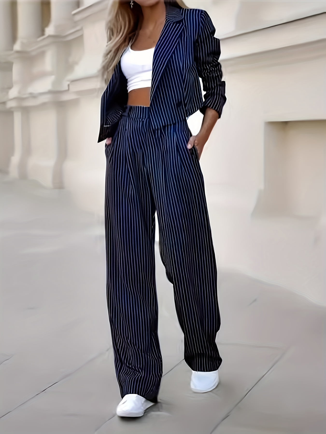 Zukuco Women's 2025 Fall 2 Piece Work Suit Set Business Casual Cropped ...