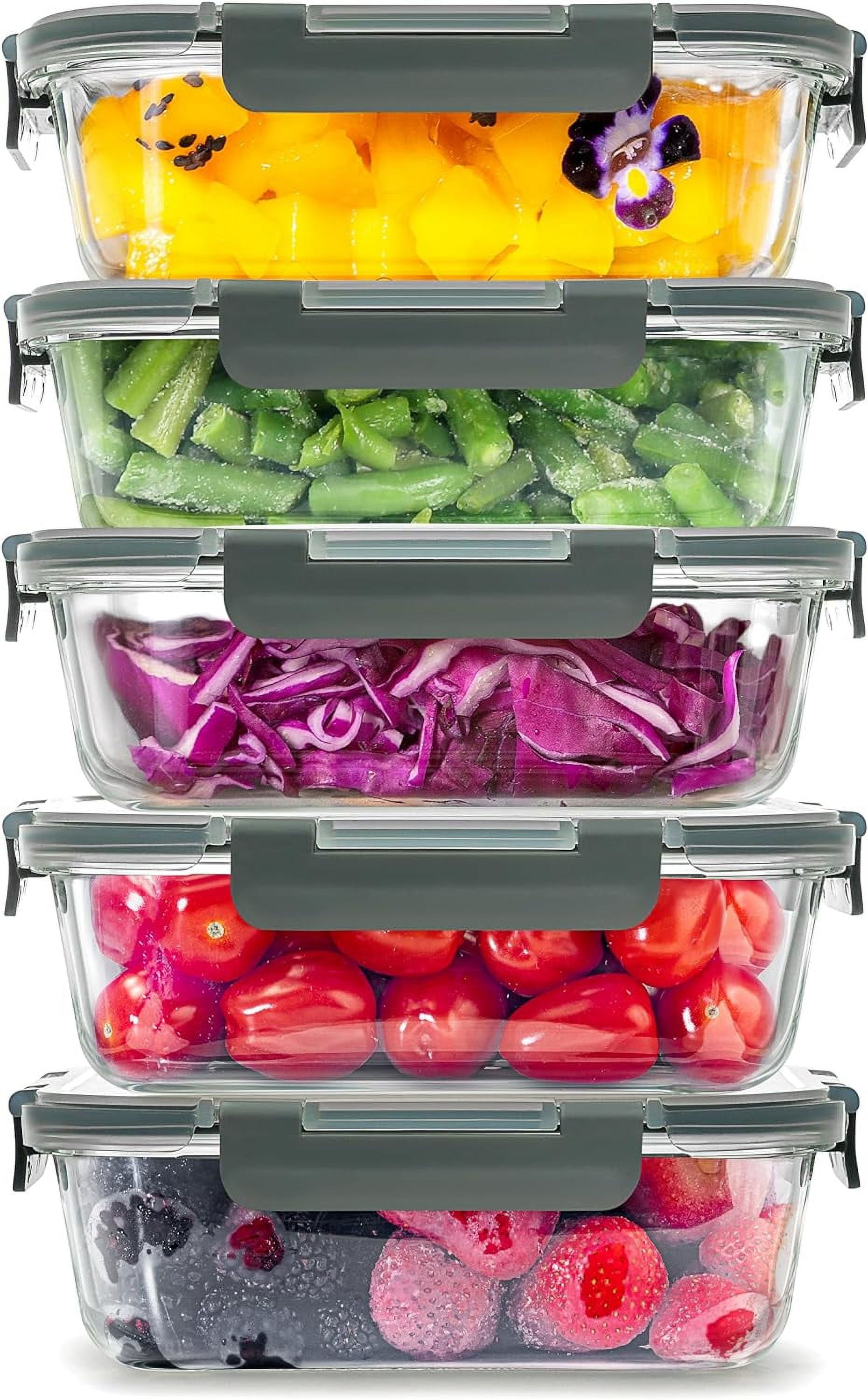 Zulay 5-Pack 36oz BPA-Free Borosilicate Glass Food Storage Containers ...