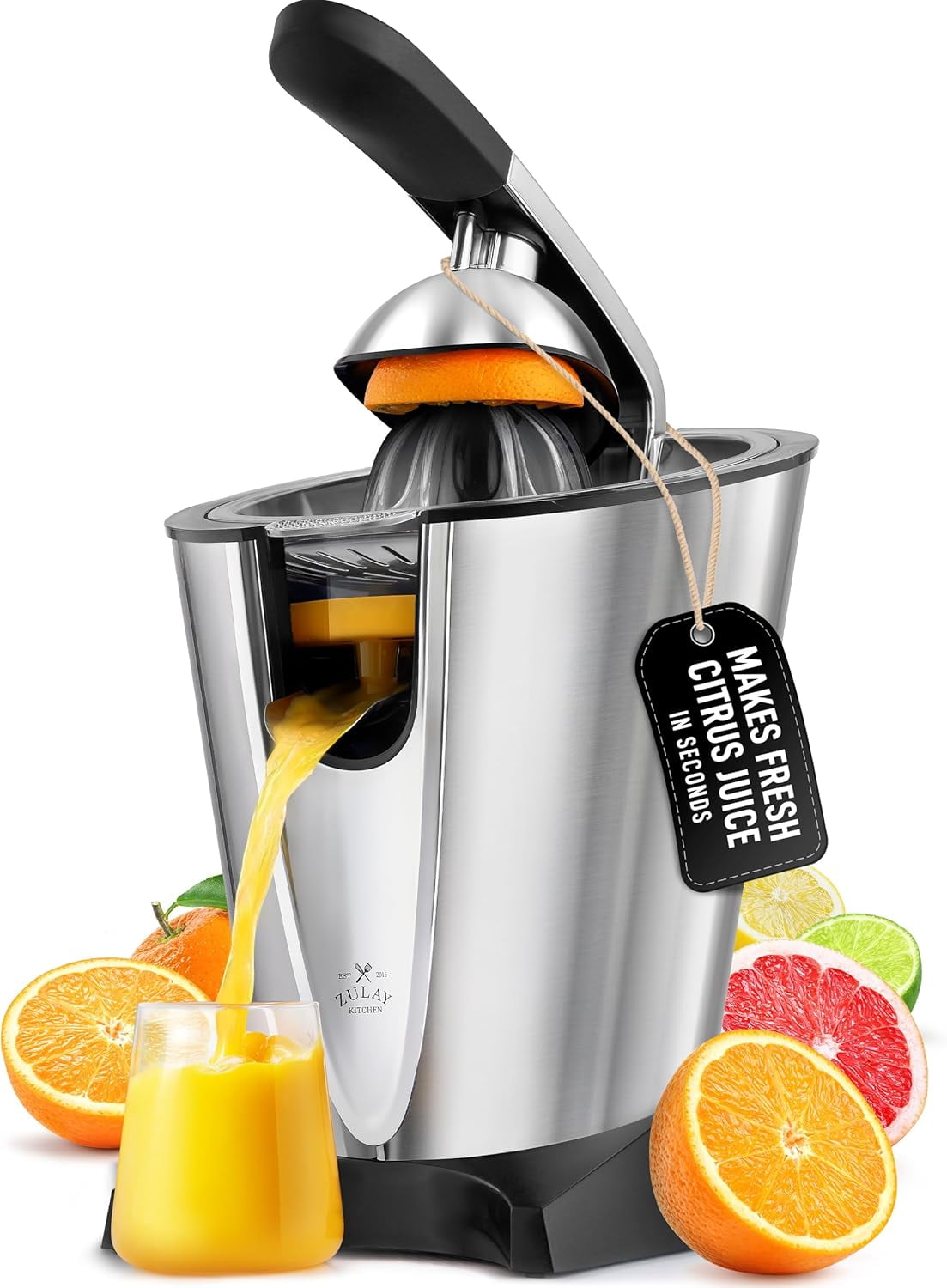 Zulay Electric Citrus Juicer - Makes Fresh Orange, Lemon, Grapefruit ...