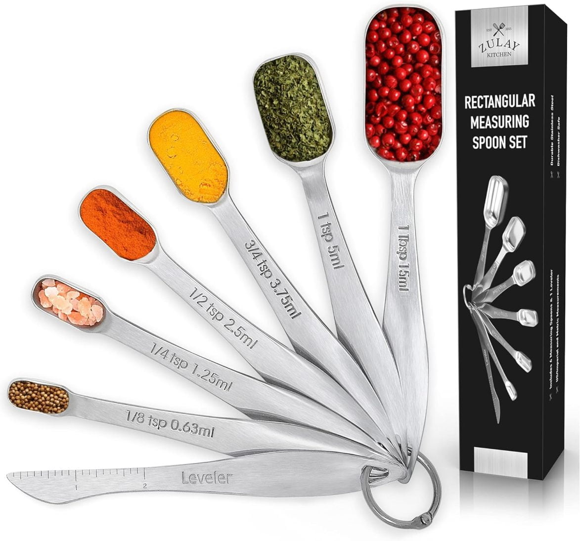 Zulay Heavy Duty Stainless Steel Measuring Spoons with Easy to Read ...