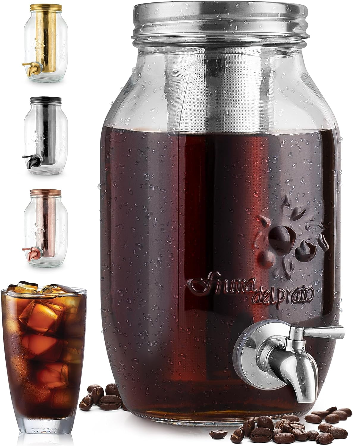 Zulay Kitchen Cold Brew Coffee Dispenser & Brewer, 1.5L Glass Carafe ...