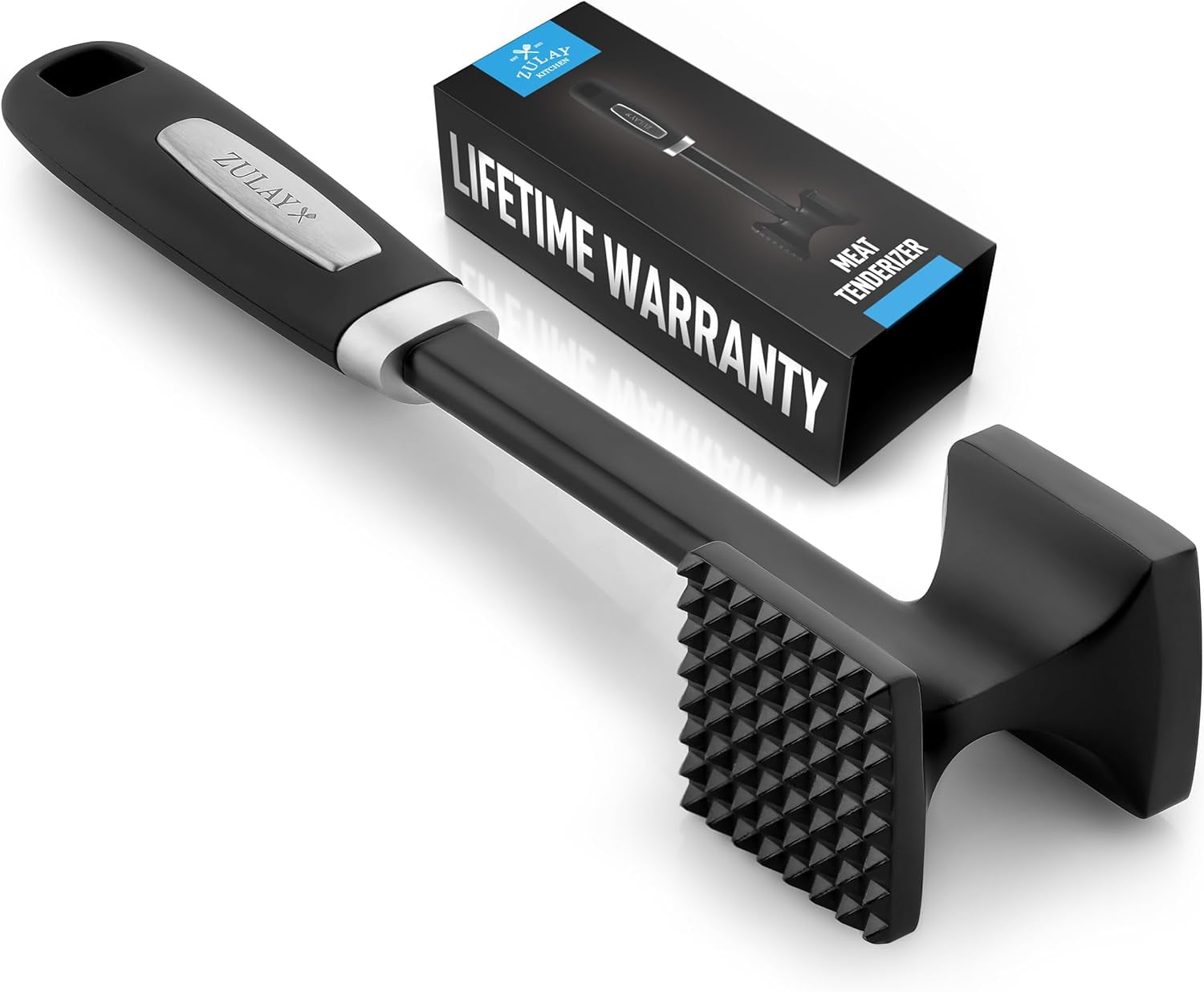 Zulay Kitchen 10" Meat Tenderizer Hammer – Heavy-Duty Dual-Sided Mallet ...