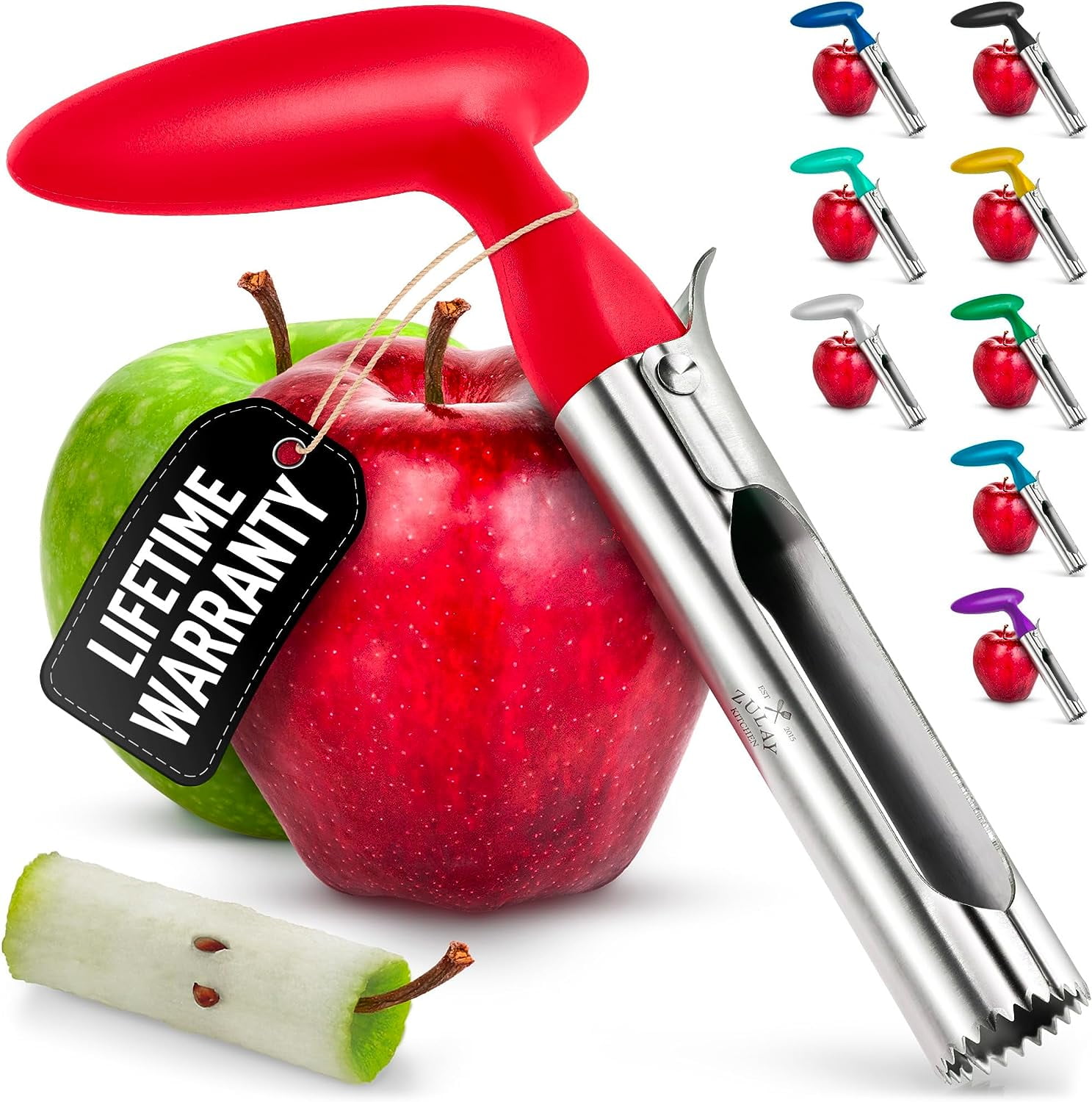 Zulay Kitchen Apple Corer, Stainless Steel Twin Blades, Apple-Red ...