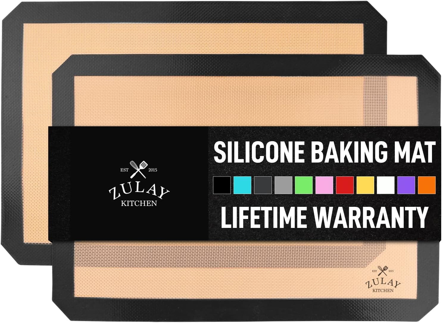 Zulay Kitchen Baking Mat 2 Pack Reusable Silicone Baking Sheet Nonstick ...