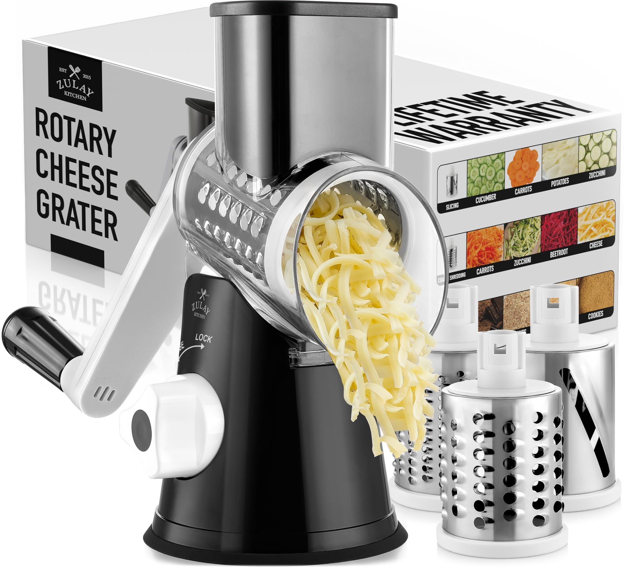 Zulay Kitchen Cheese Grater Hand Crank, Grater For Kitchen With ...
