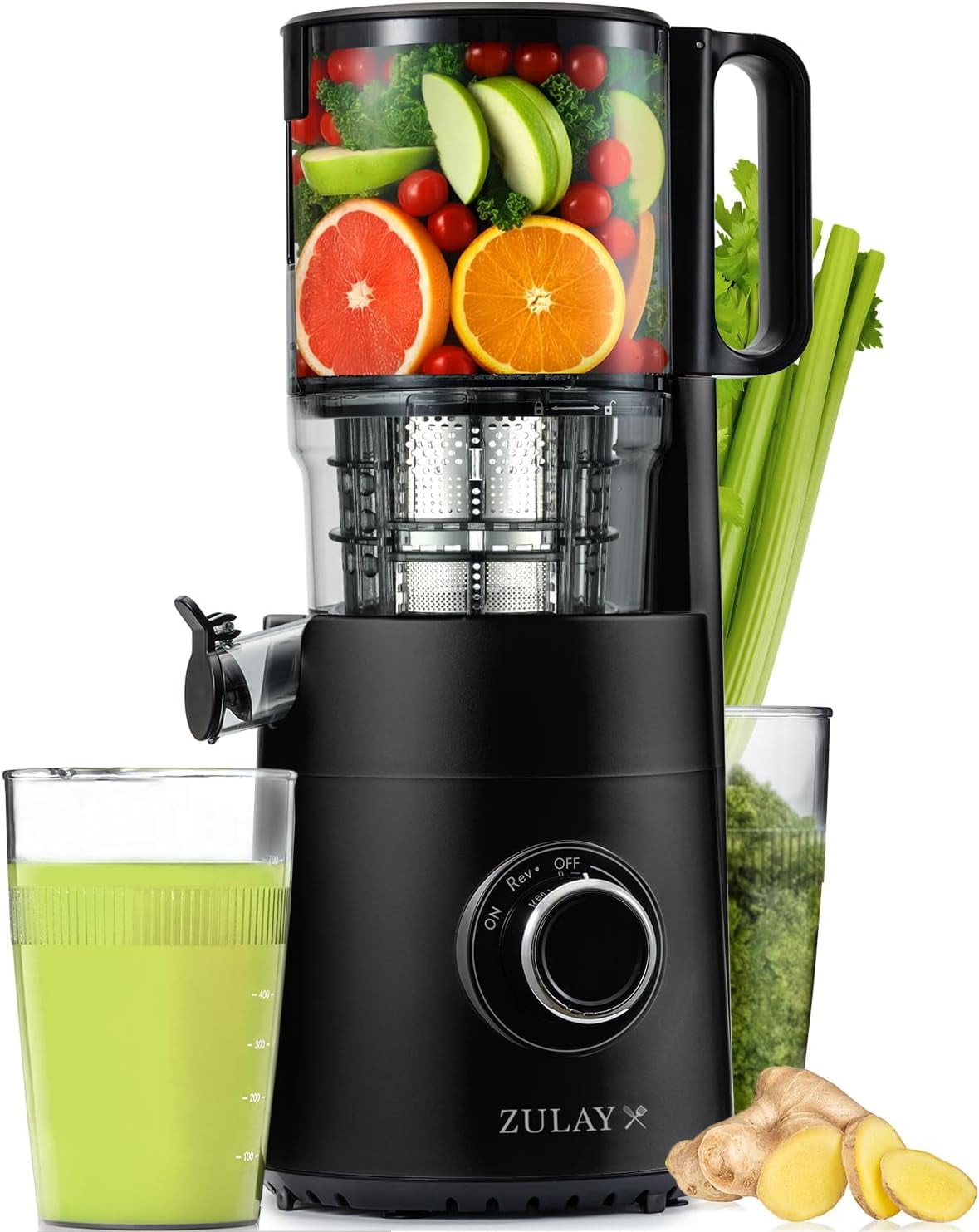 Zulay Kitchen Cold Press Juicer, 5.5" Chute, Slow Masticating Juicer ...