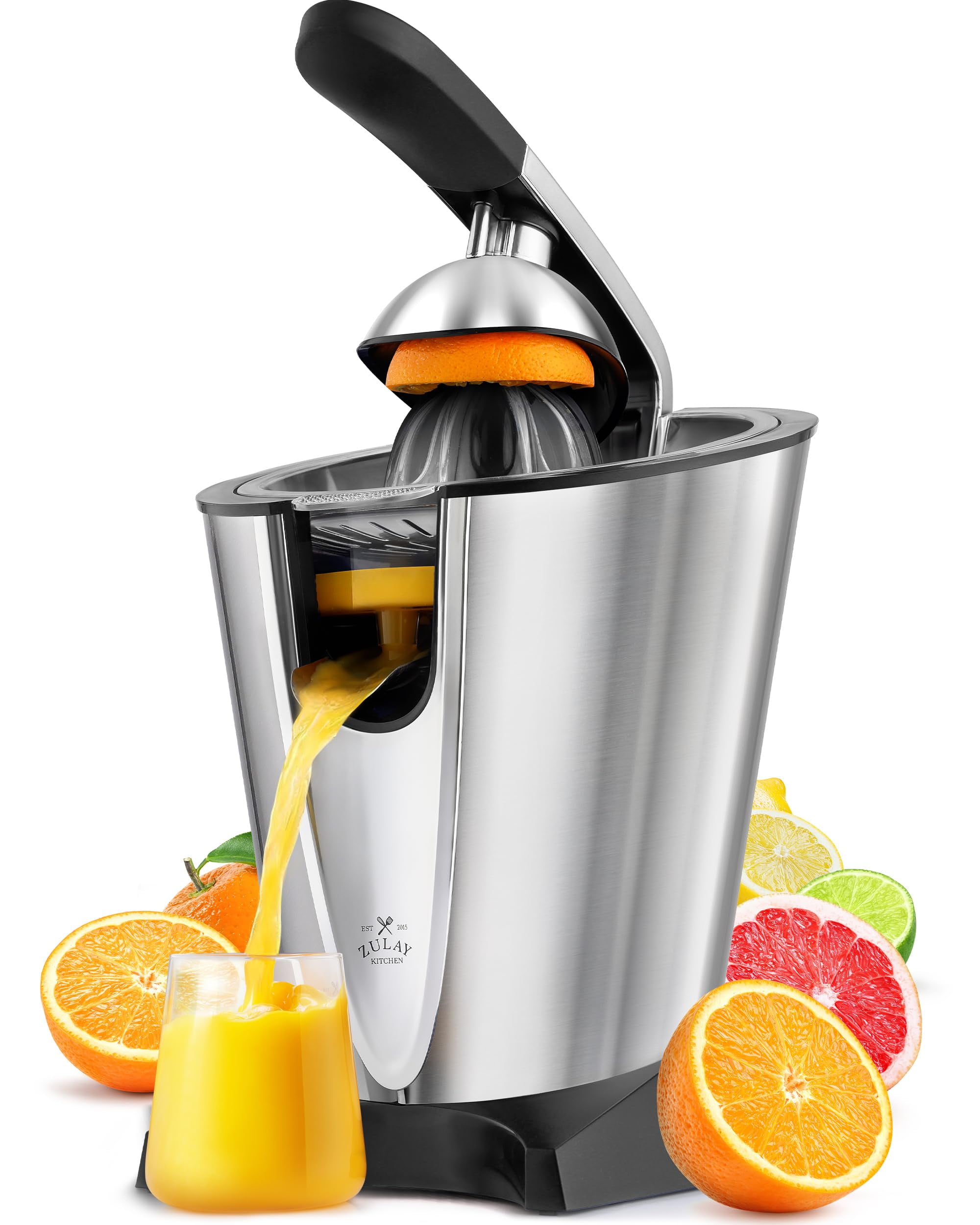 Zulay Kitchen Electric Citrus Juicer, 160W Stainless Steel Orange ...