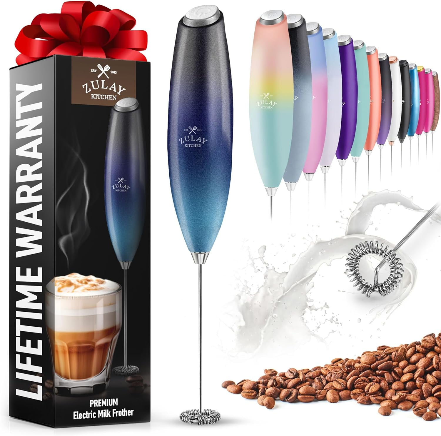 Zulay Kitchen Electric Milk Boss Frother - Powerful Handheld Drink ...