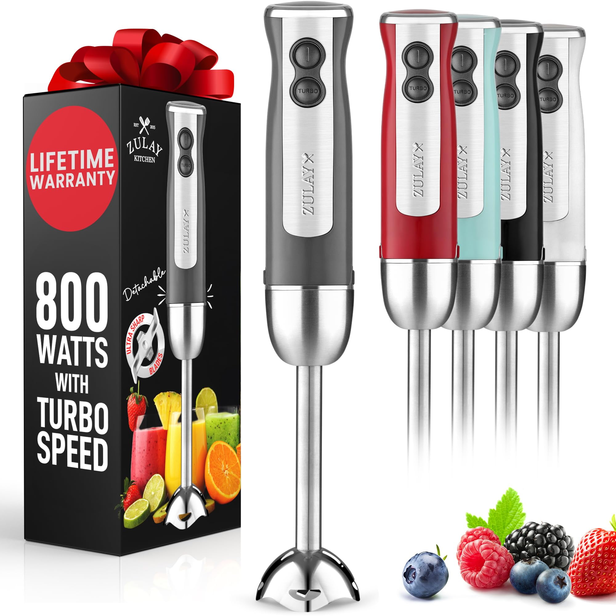 Zulay Kitchen Immersion Blender, 2-Speed, Corded Electric, Handheld ...