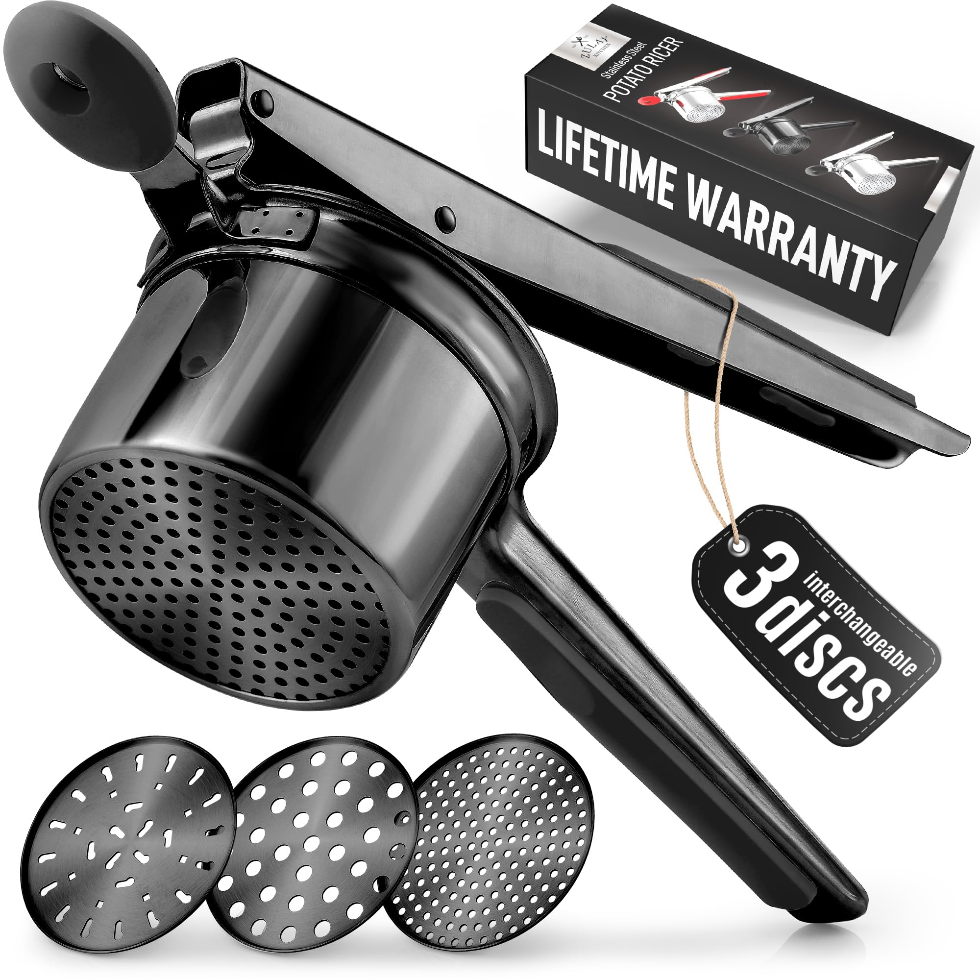 Zulay Kitchen Large Potato Ricer with 3 Interchangeable Discs ...