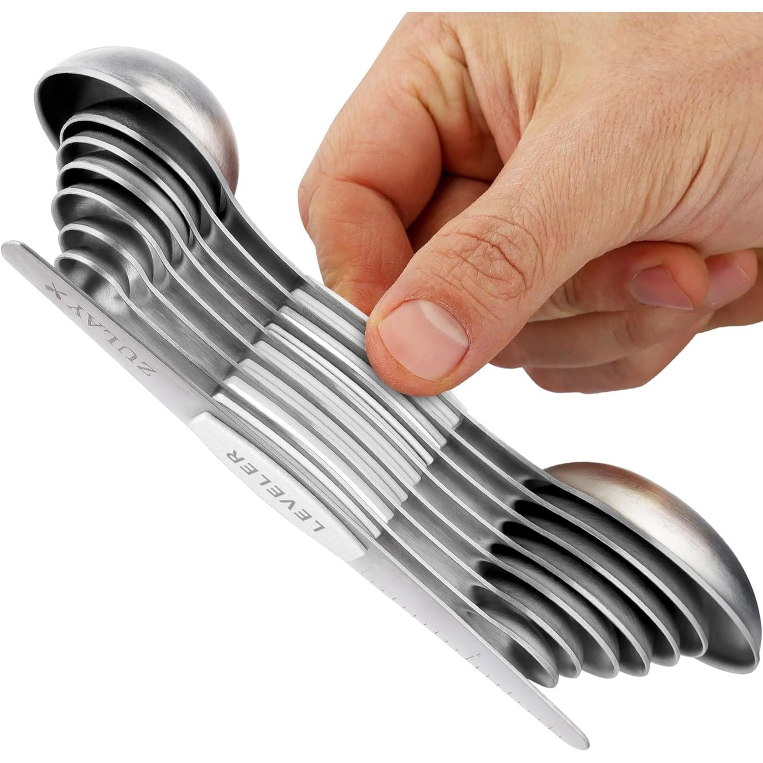 Zulay Kitchen Stainless Steel Measuring Spoon Set - Stackable Magnetic ...