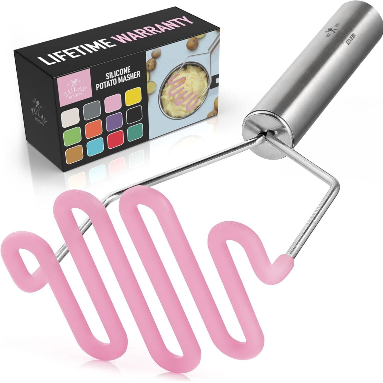 Zulay Kitchen Non-Scratch Potato Masher Kitchen Tool - Durable ...