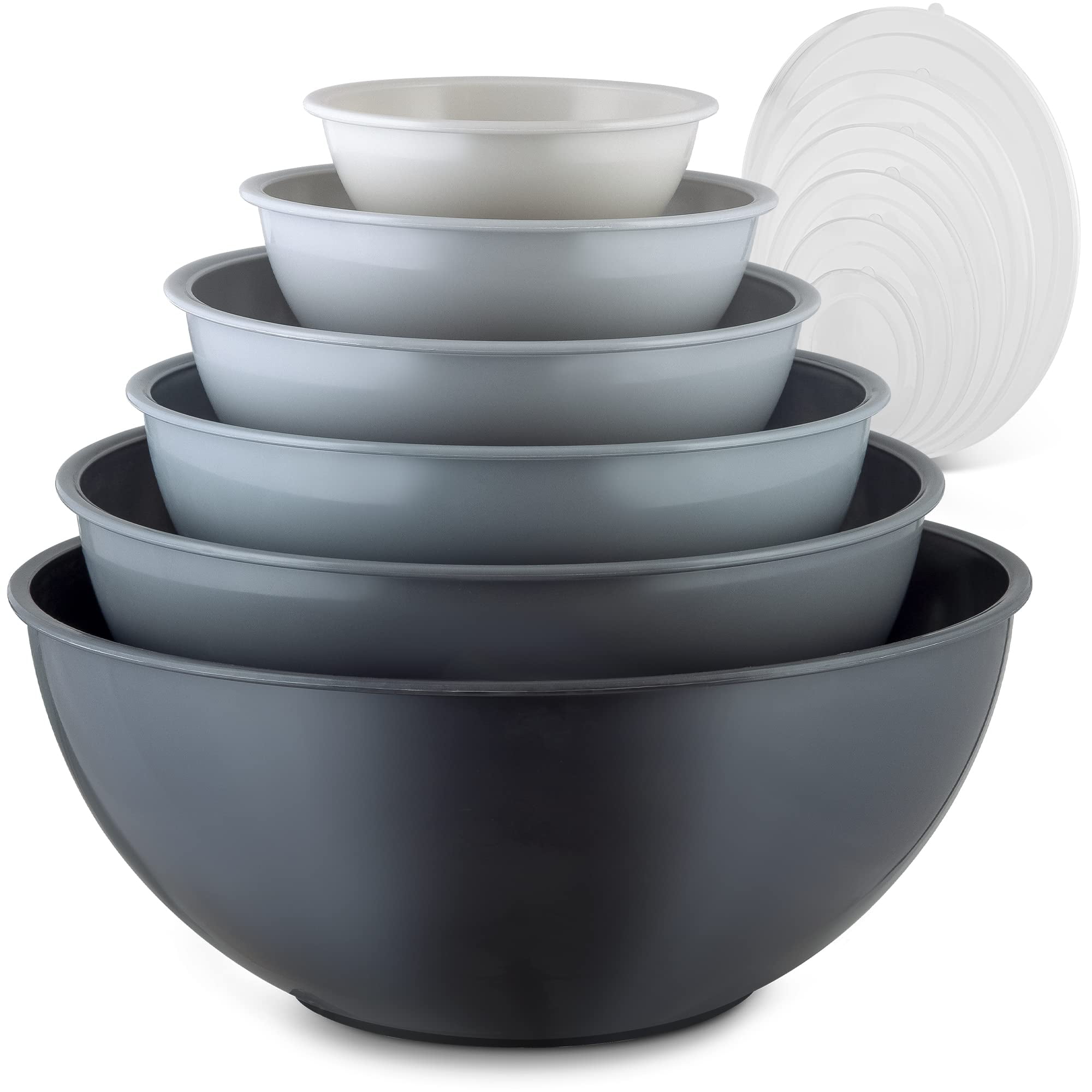 Zulay Kitchen Plastic Mixing Bowls With Lids 12 Piece Set 6 Prep Bowls ...