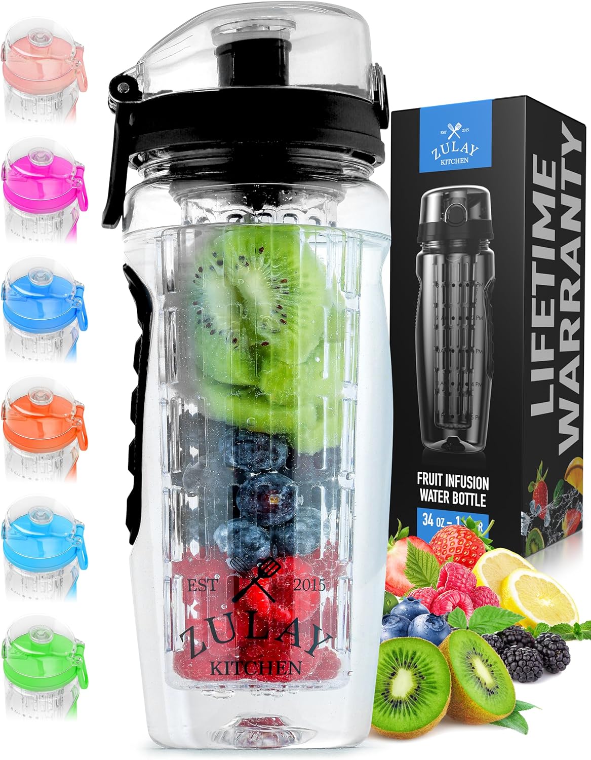 Hydration Nation Portable Water Bottle with Fruit Infuser for Healthy ...