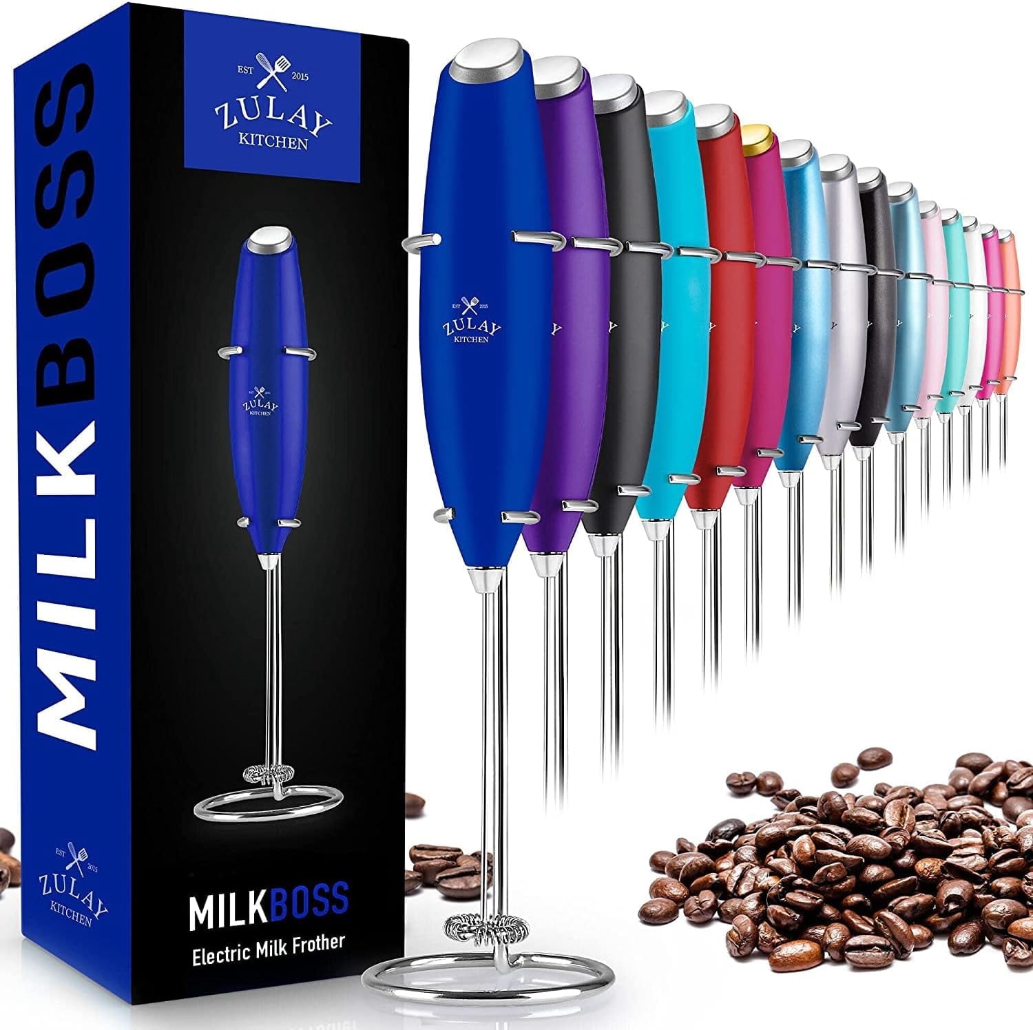 Zulay Kitchen Powerful Milk Frother Wand - Ultra Fast Handheld Drink ...