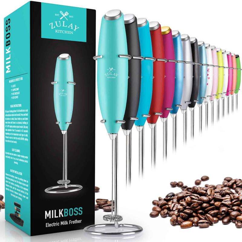 Zulay Kitchen Powerful Milk Frother with Stand - Ultra-Fast Handheld ...