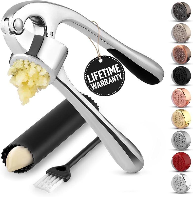 Zulay Kitchen Premium Garlic Press Set - Rust Proof & Dishwasher Safe ...