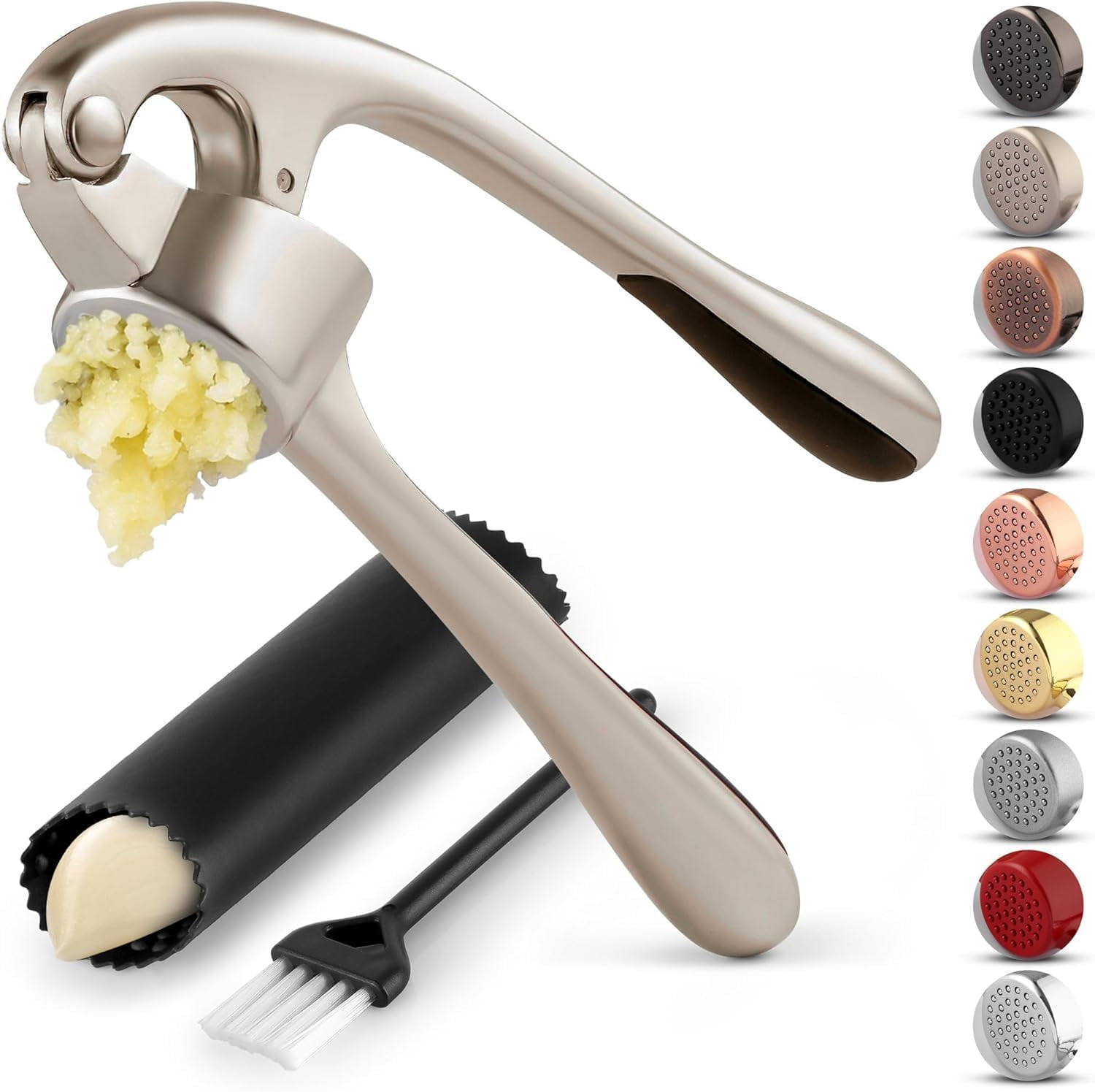 Zulay Kitchen Premium Garlic Press Set - Rust Proof & Dishwasher Safe ...