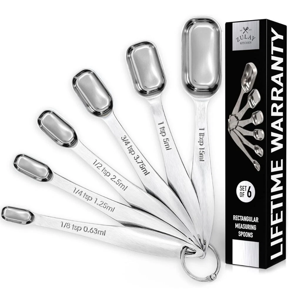 Zulay Kitchen Rectangular Measuring Spoons Set - 6 Piece - Walmart.com