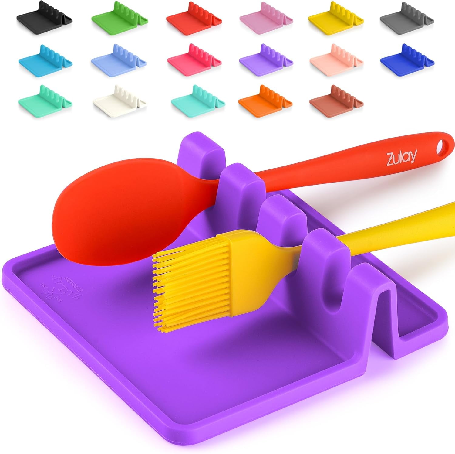 Zulay Kitchen Silicone Utensil Rest with Drip Pad for Multiple Utensils ...