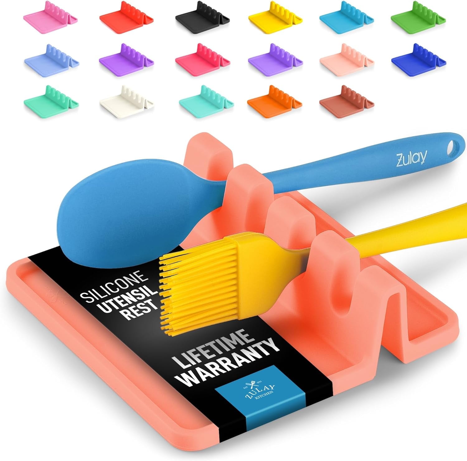 Zulay Kitchen Silicone Utensil Rest with Drip Pad for Multiple Utensils ...