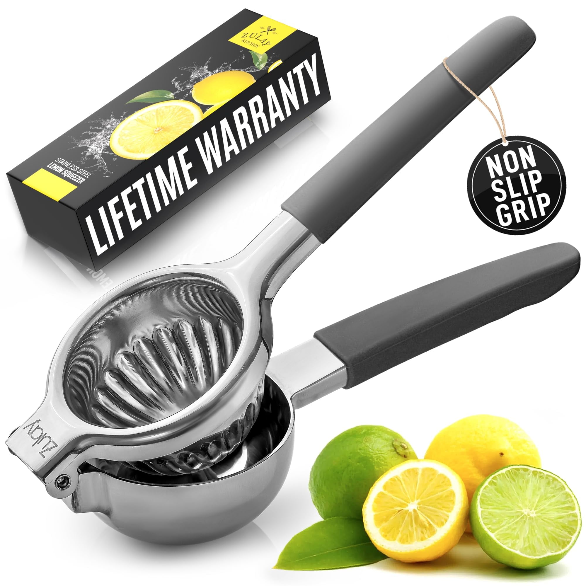 Zulay Lemon Squeezer Stainless Steel with Premium Heavy Duty Solid ...