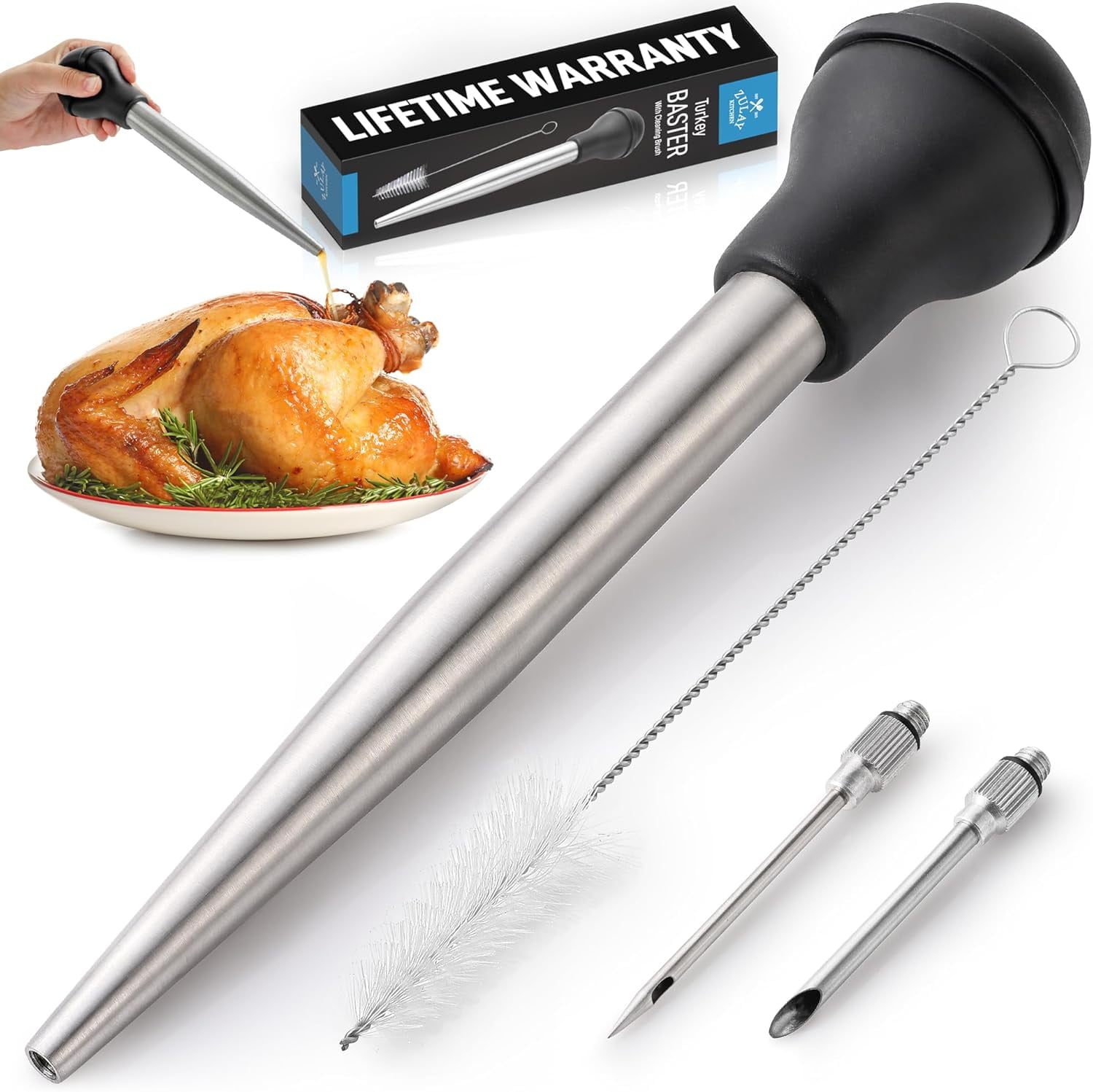 Zulay Kitchen Stainless Steel Turkey Baster for Cooking - Food Grade ...