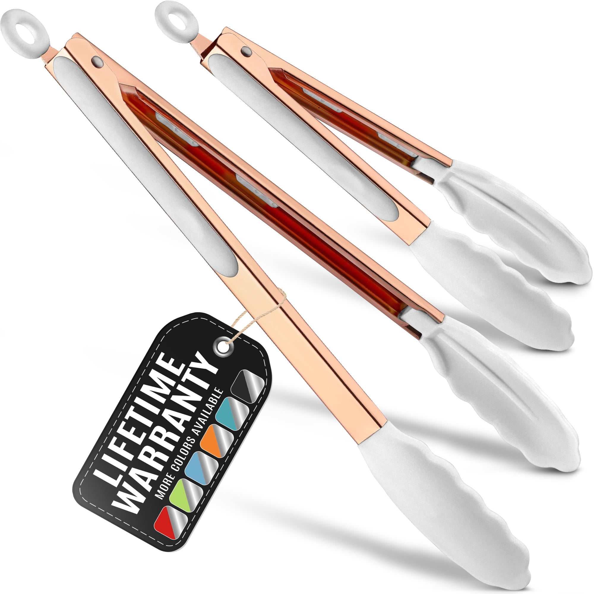 Zulay Kitchen Tongs For Cooking - 2 Pack 9" & 12" Stainless Steel ...