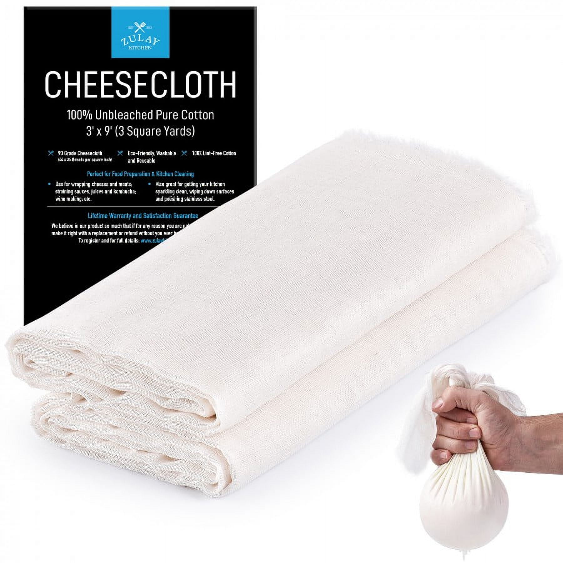 Zulay Kitchen Ultra Fine Unbleached Cotton Cheese Cloth - Reusable ...