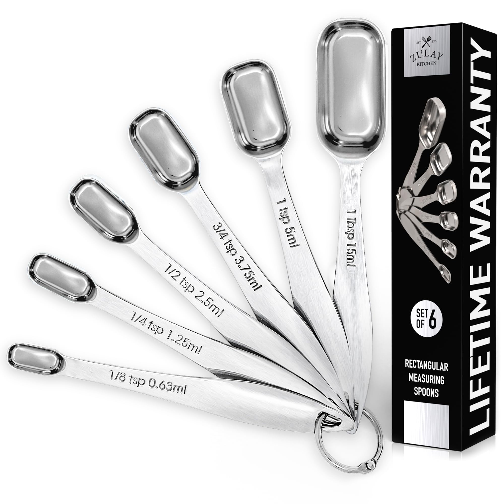 Zulay Measuring Spoons Set - 6 Piece Stainless Steel Measuring Spoons ...