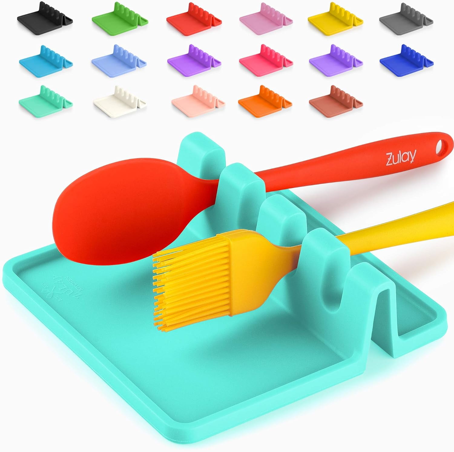 Zulay Silicone Utensil Rest with Drip Pad for Multiple Utensils BPA ...